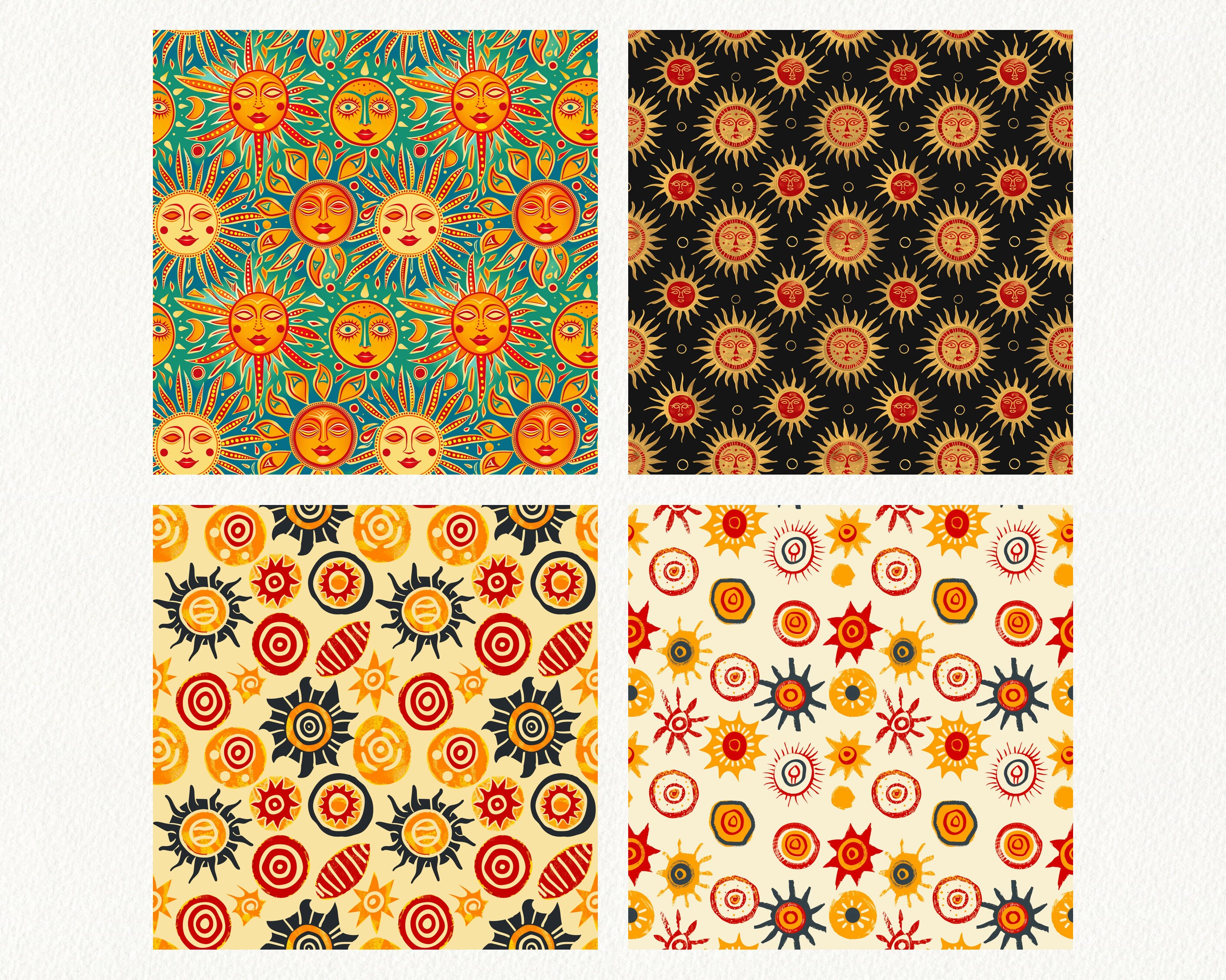 Ethnic Sun Symbols Pattern Seamless Digital Papers - Etsy