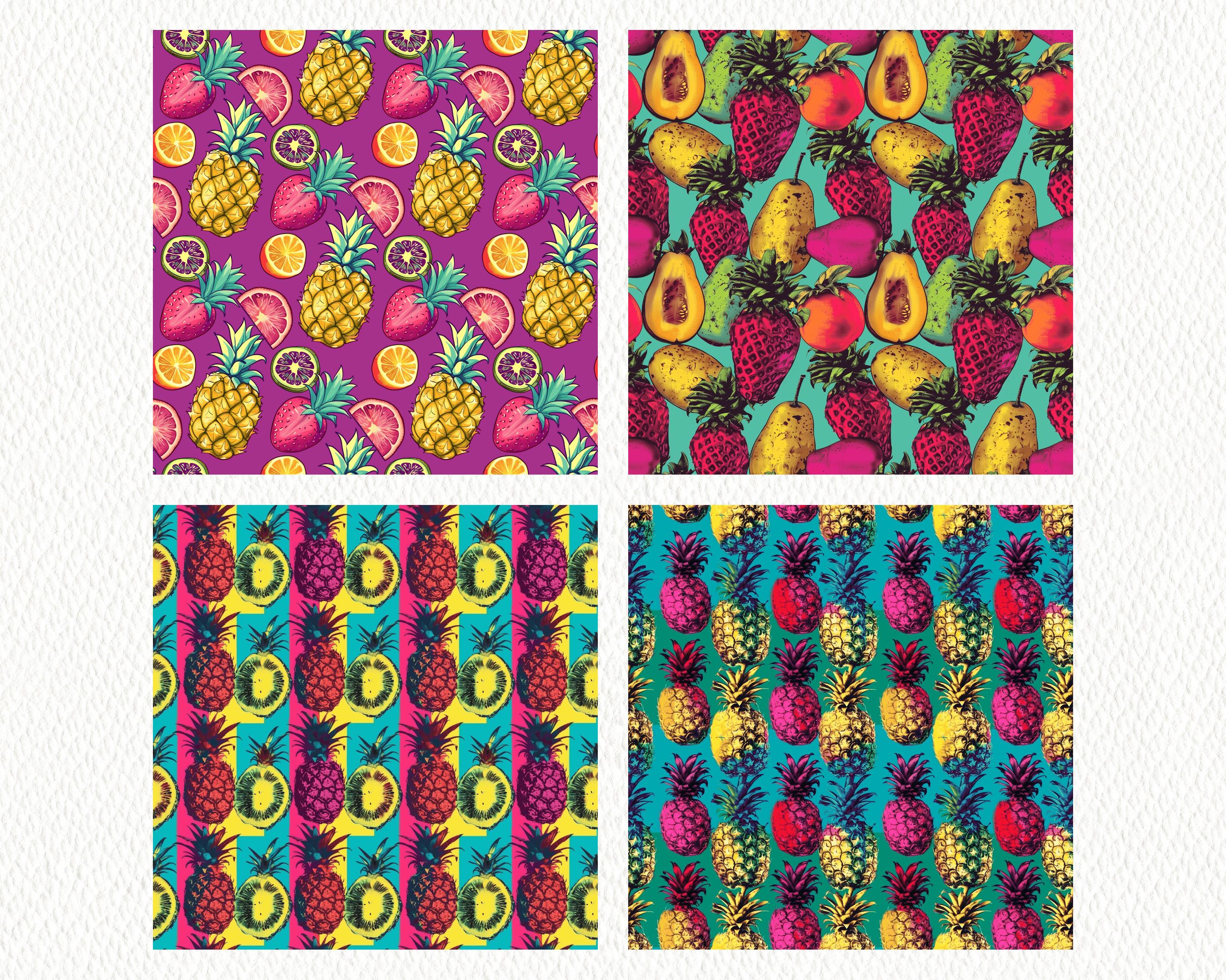 Fruit Pop Art Pattern Seamless Digital Papers Printable Scrapbook Paper ...