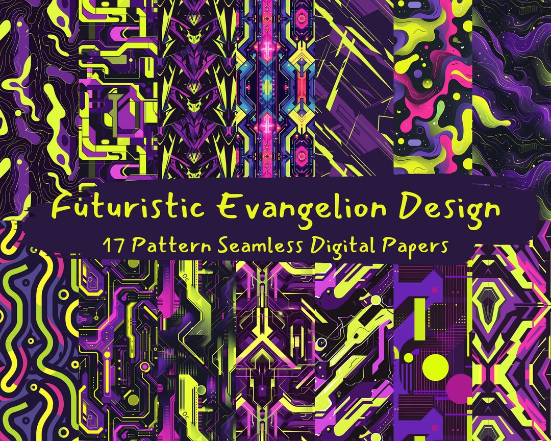 Futuristic Evangelion Design Pattern Seamless Digital Papers ...