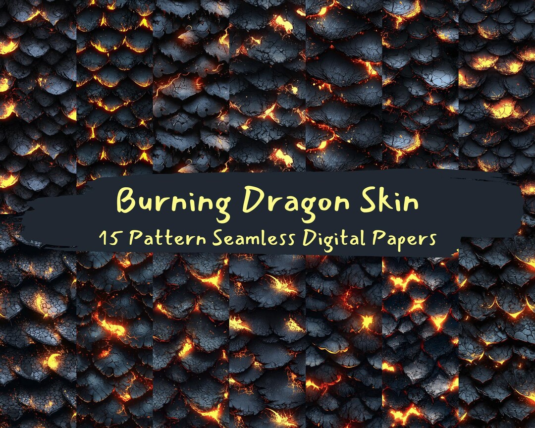 Burning Dragon Skin Pattern Seamless Digital Papers - Printable ...