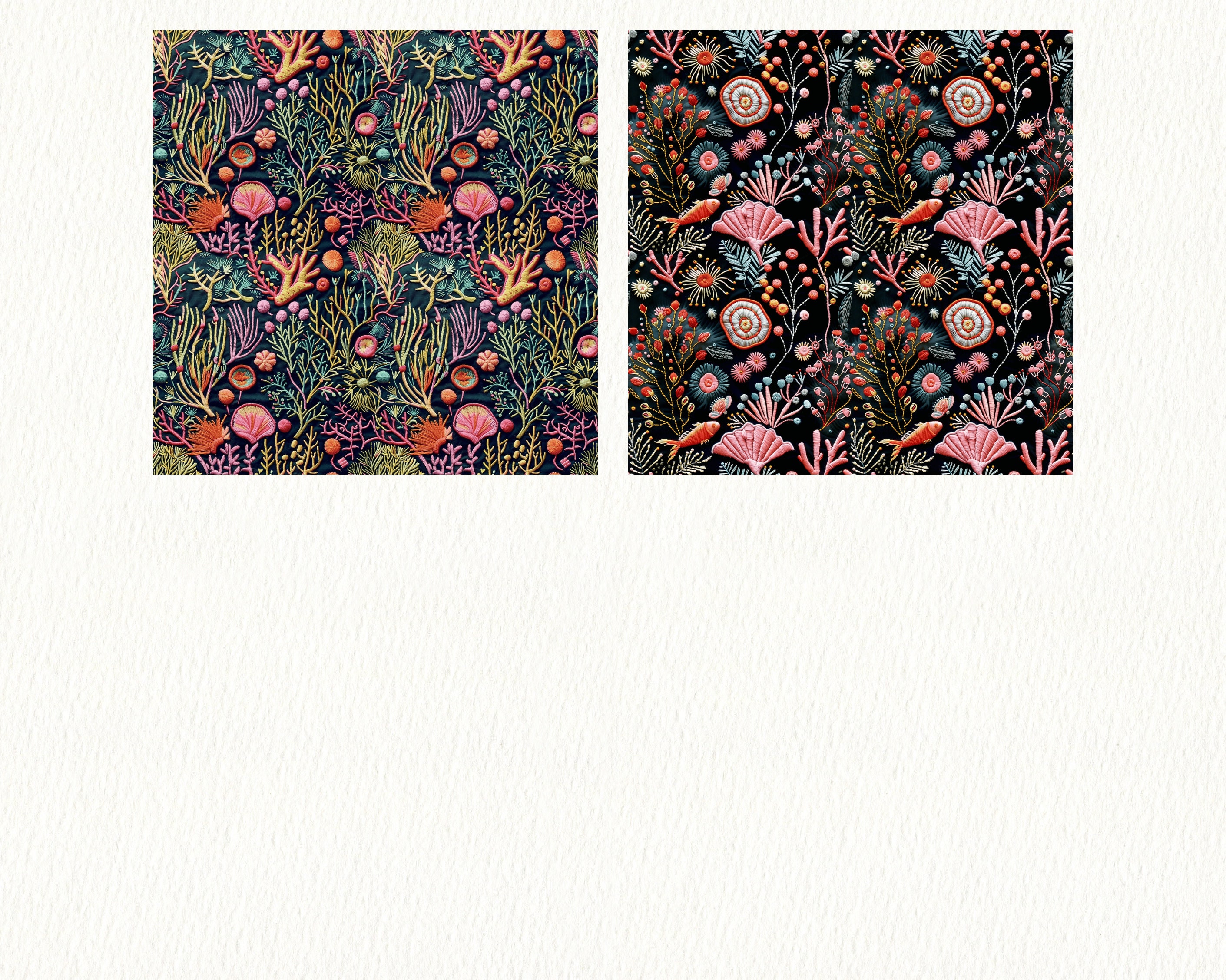 Embroidered Coral Reef Pattern Seamless Digital Papers - Printable ...