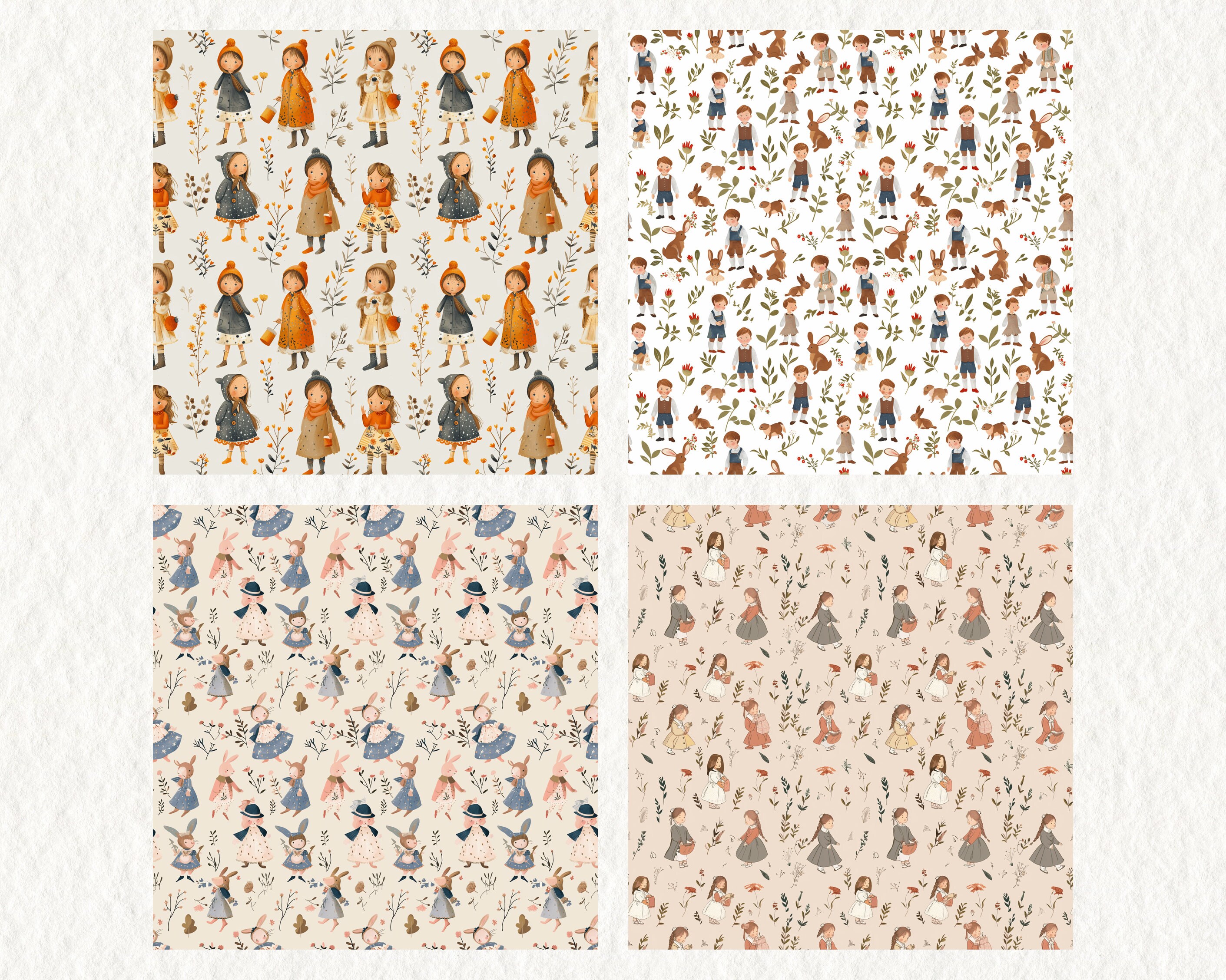 Beatrix Potter Girls Pattern Seamless Digital Papers - Printable ...