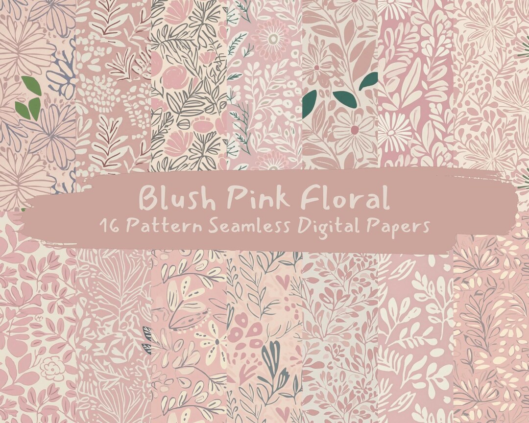 Blush Pink Floral Pattern Seamless Digital Papers - Printable Scrapbook ...