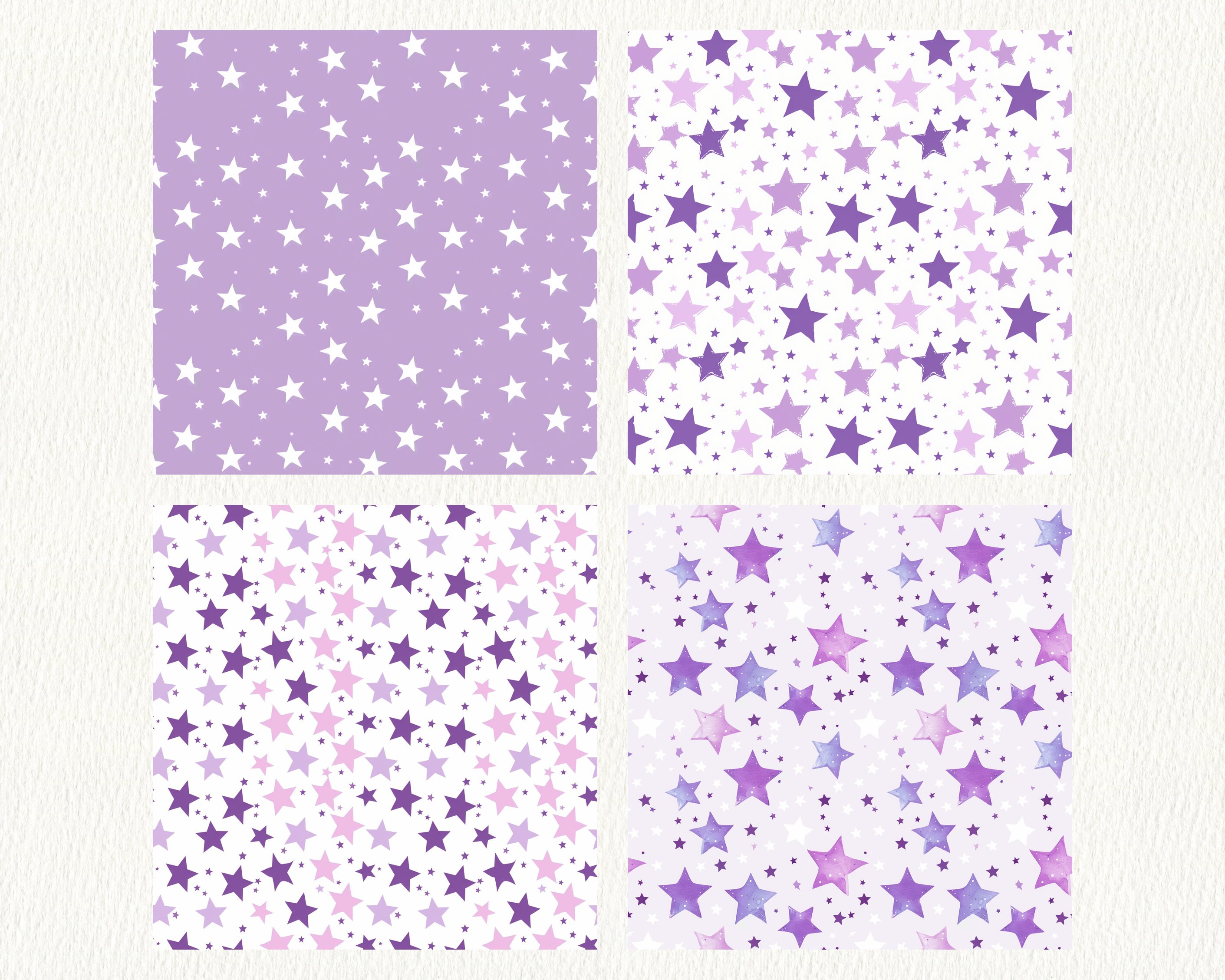 MD Purple Stars Pattern Seamless Digital Papers Printable Scrapbook ...