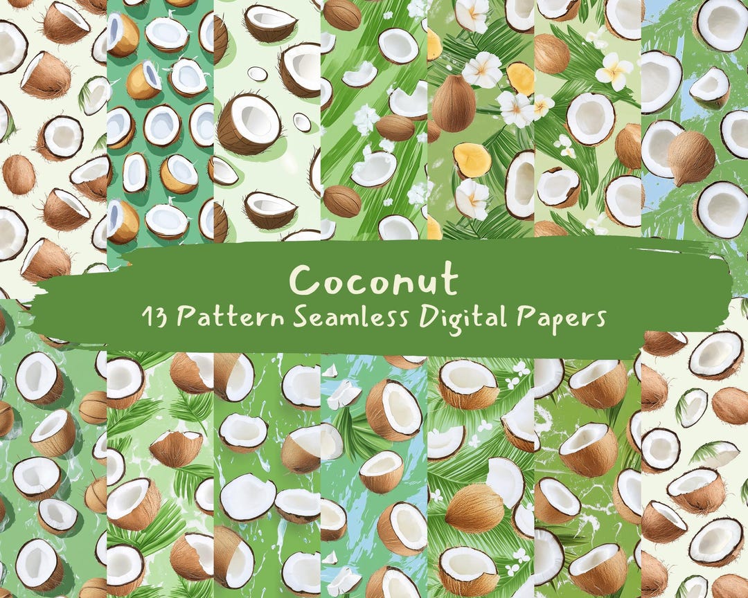 Coconut Pattern Seamless Digital Papers - Printable Scrapbook Paper Png ...