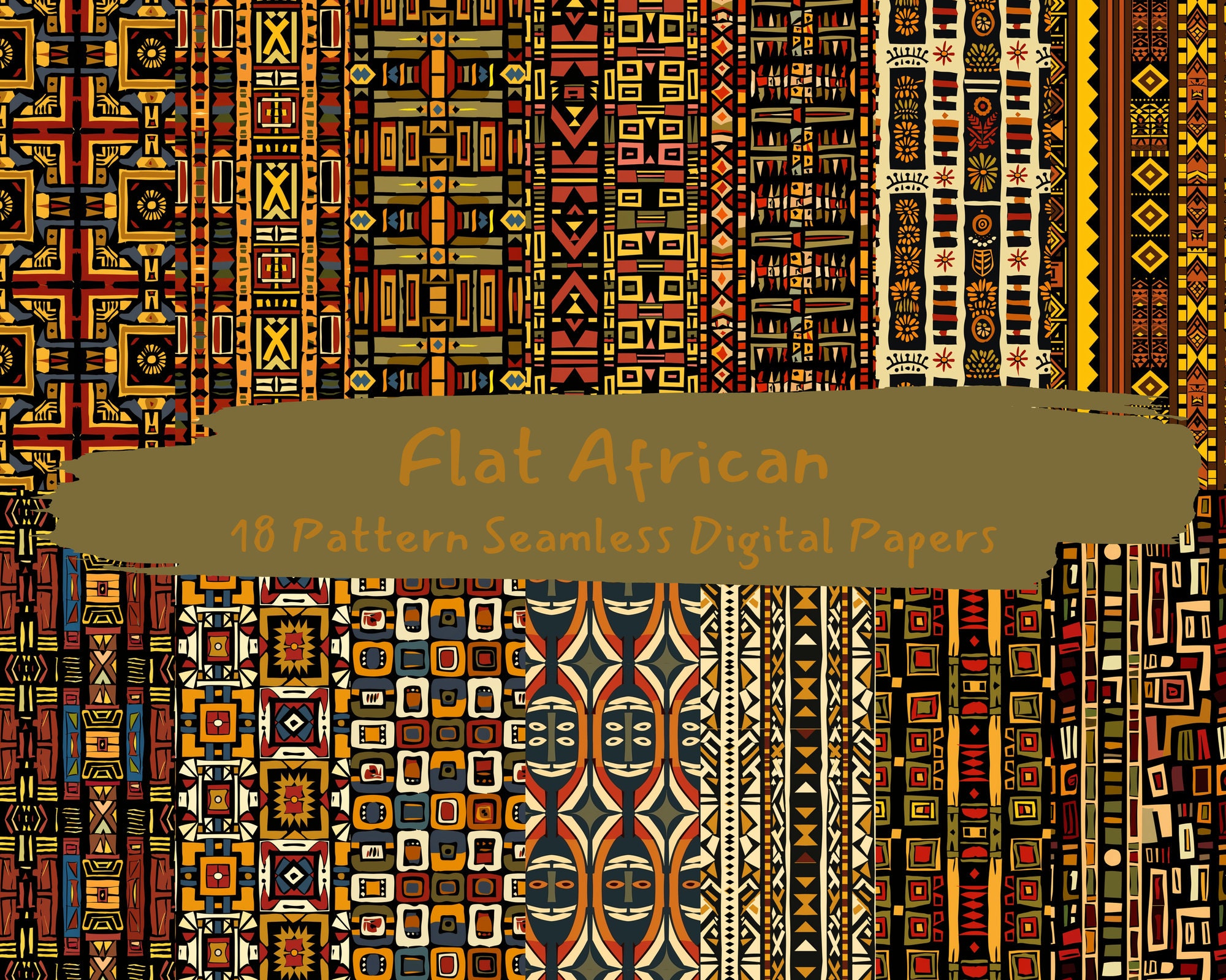 Flat African Pattern Seamless Digital Papers - Printable Scrapbook ...