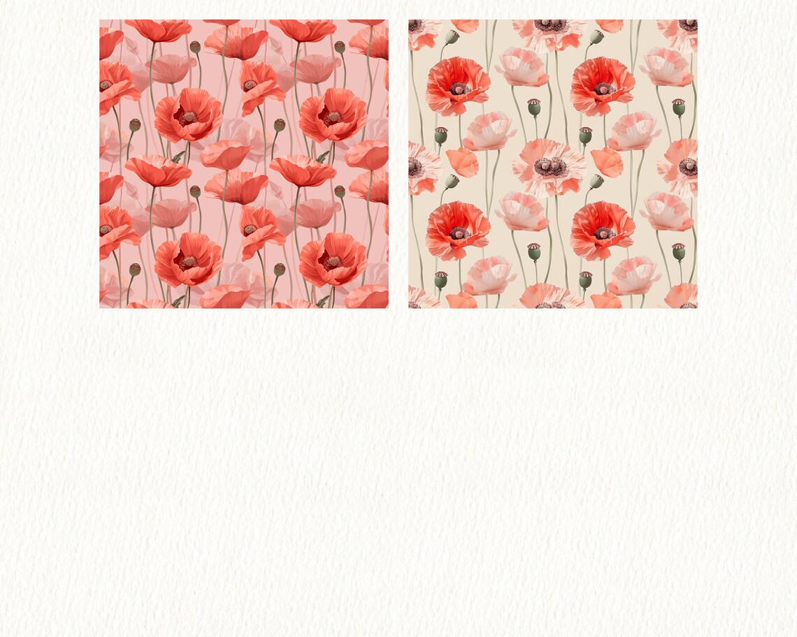 Poppies Pattern Seamless Digital Papers - Printable Scrapbook Paper ...