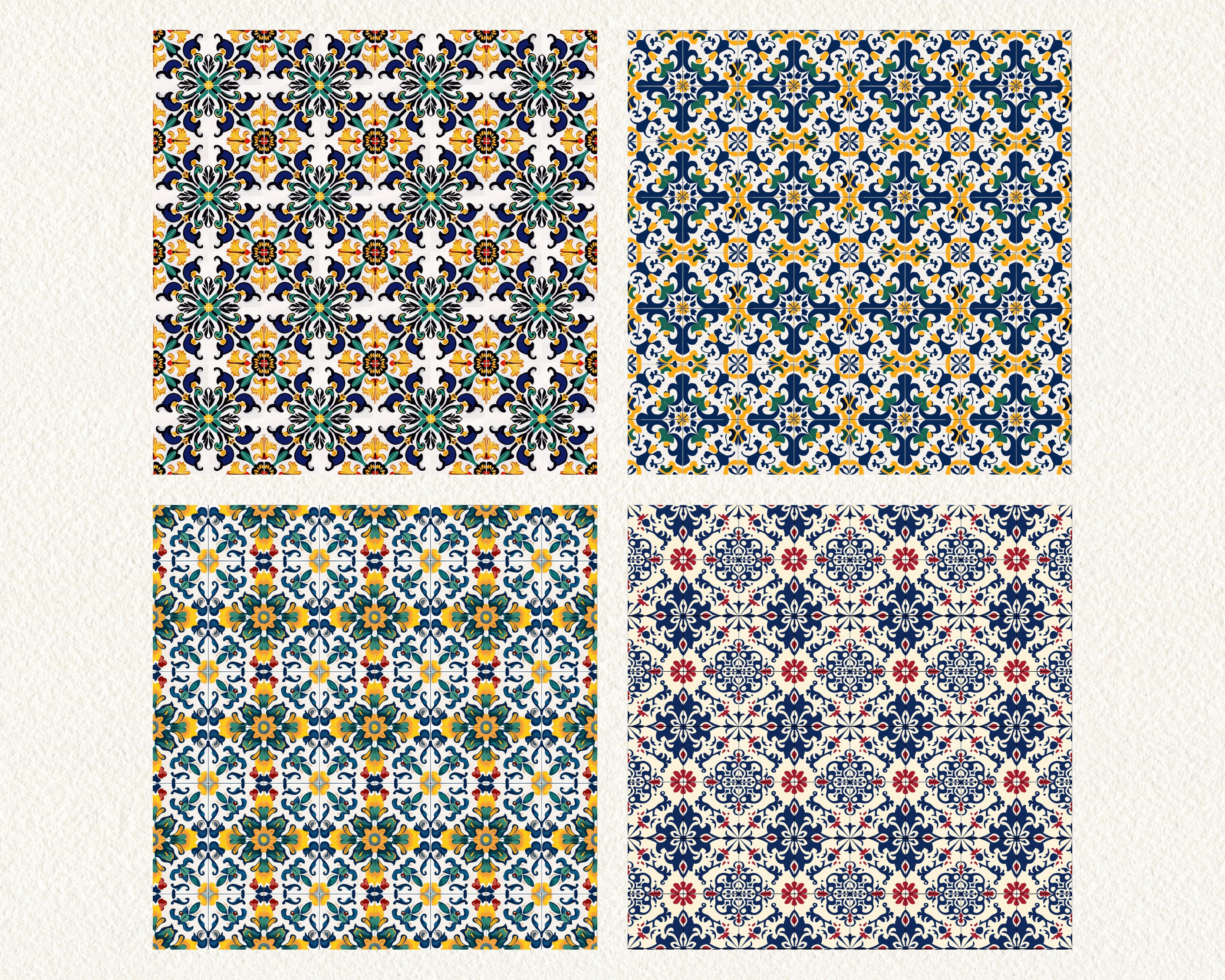 Sicilian Floral Tile Pattern Seamless Digital Papers - Printable ...