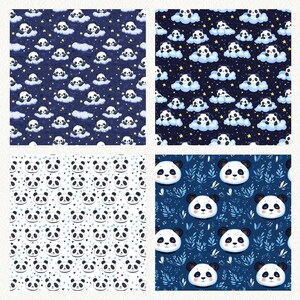 Cute Baby Panda Pattern Seamless Digital Papers - Printable Scrapbook ...