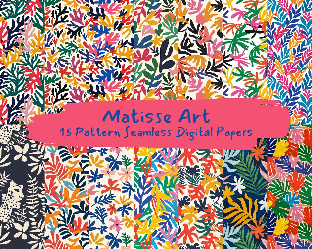 Matisse Art Pattern Seamless Digital Papers - Printable Scrapbook Paper ...