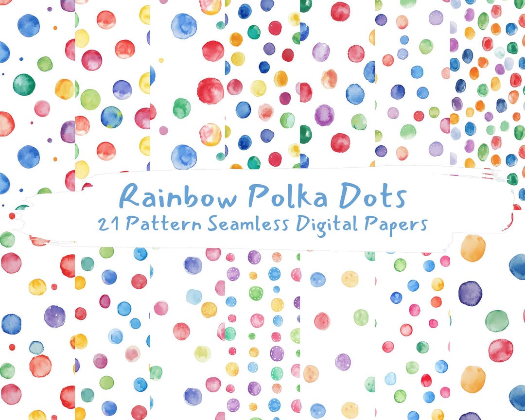 Rainbow Polka Dots Pattern Seamless Digital Papers - Printable ...