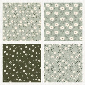 Sage Floral Pattern Seamless Digital Papers - Printable Scrapbook Paper ...