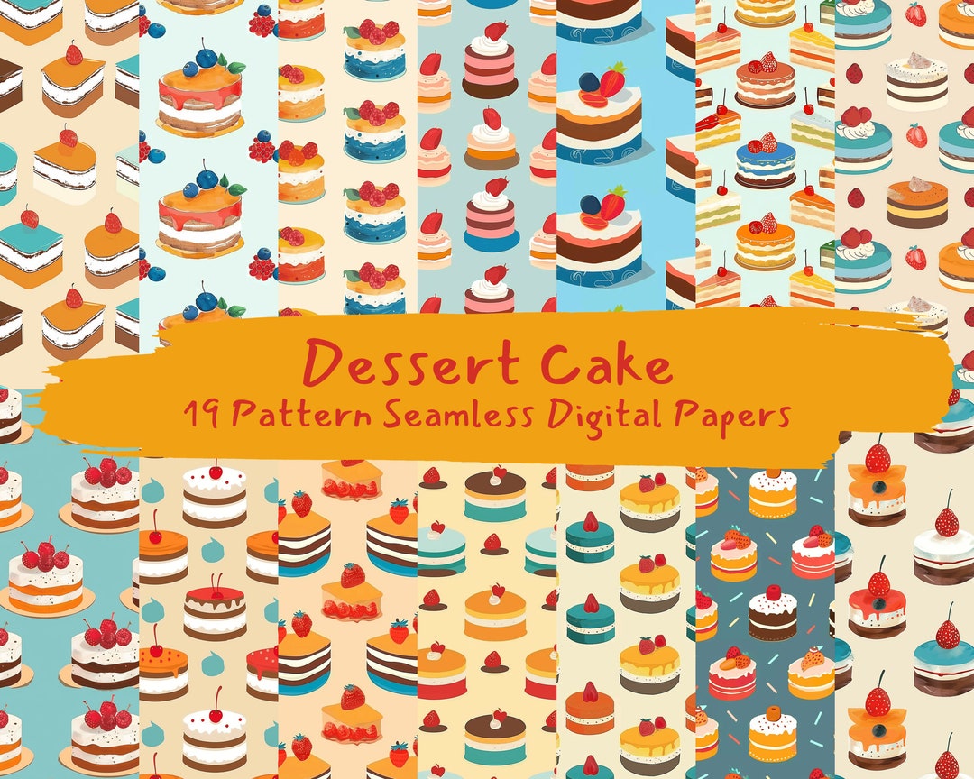 Dessert Cake Pattern Seamless Digital Papers - Printable Scrapbook ...