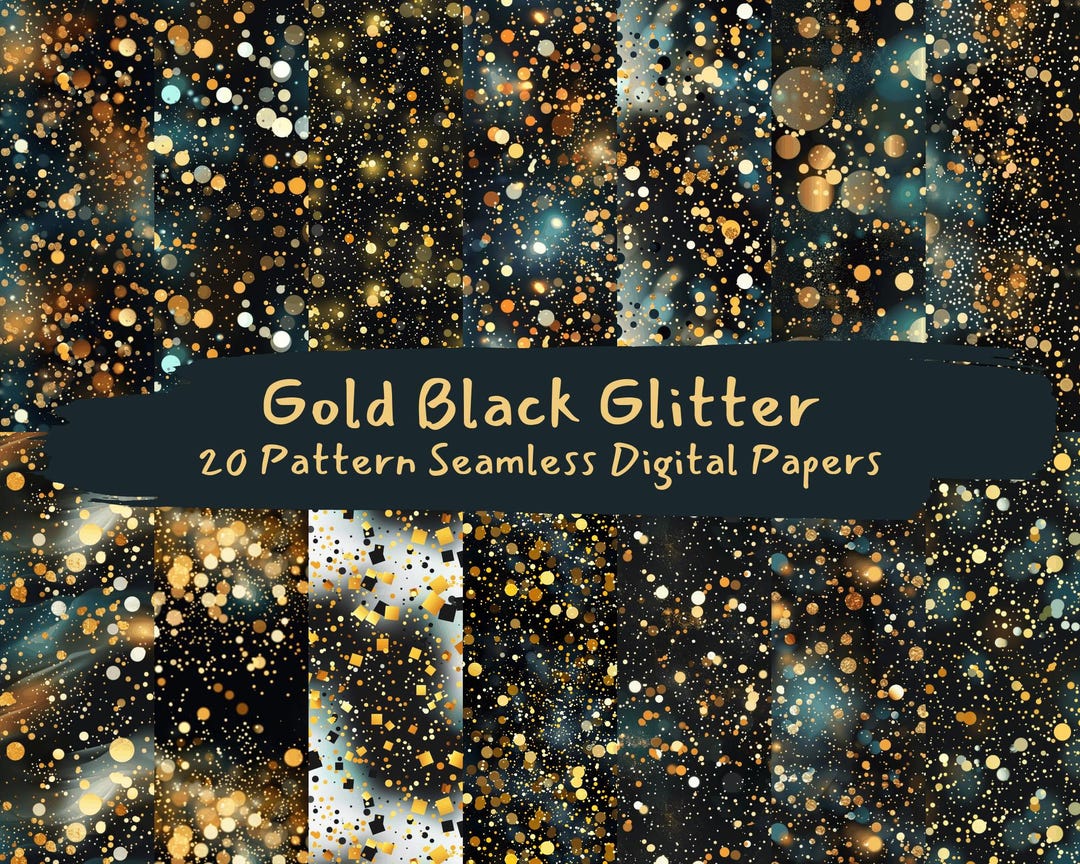 Gold Black Glitter Pattern Seamless Digital Papers - Printable ...