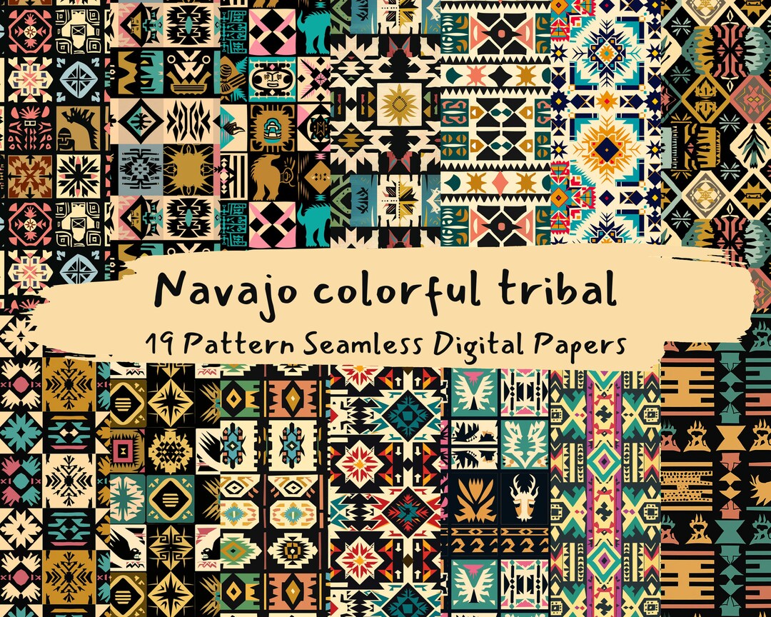 Navajo Colorful Tribal Pattern Seamless Digital Papers - Printable ...