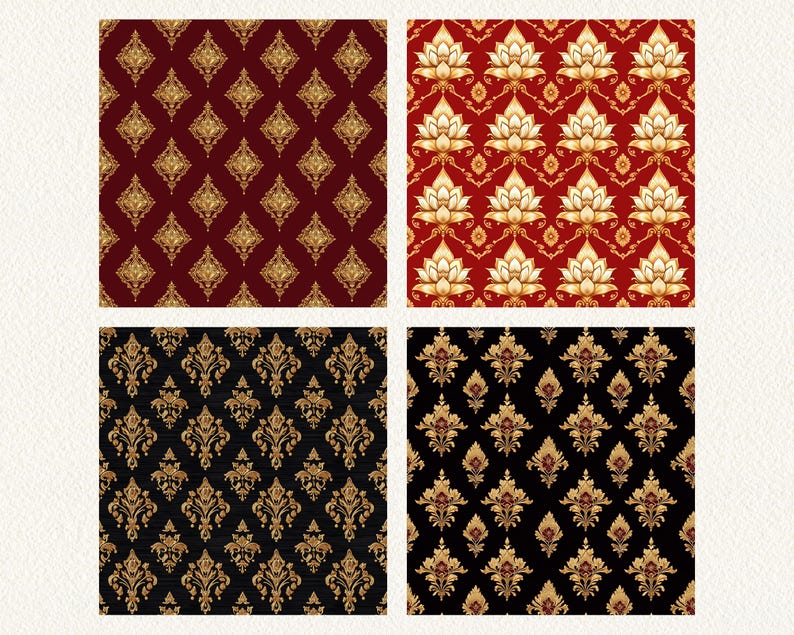 Thai Silk Pattern Seamless Digital Papers - Printable Scrapbook Paper ...