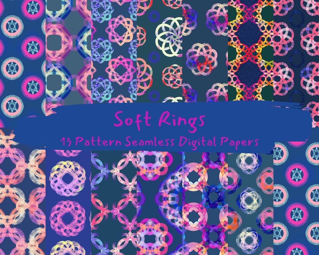Soft Rings Geometric Pattern Seamless Digital Papers - Printable ...