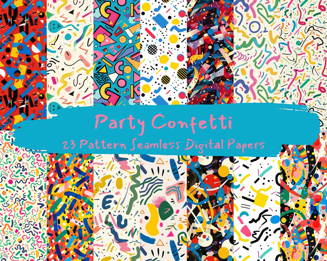 Party Confetti Pattern Seamless Digital Papers - Printable Scrapbook ...