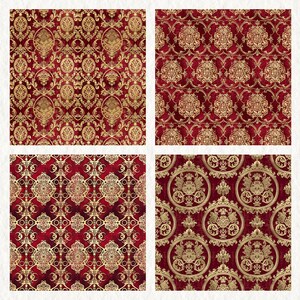 Red and Gold Damask Pattern Seamless Digital Papers - Printable ...