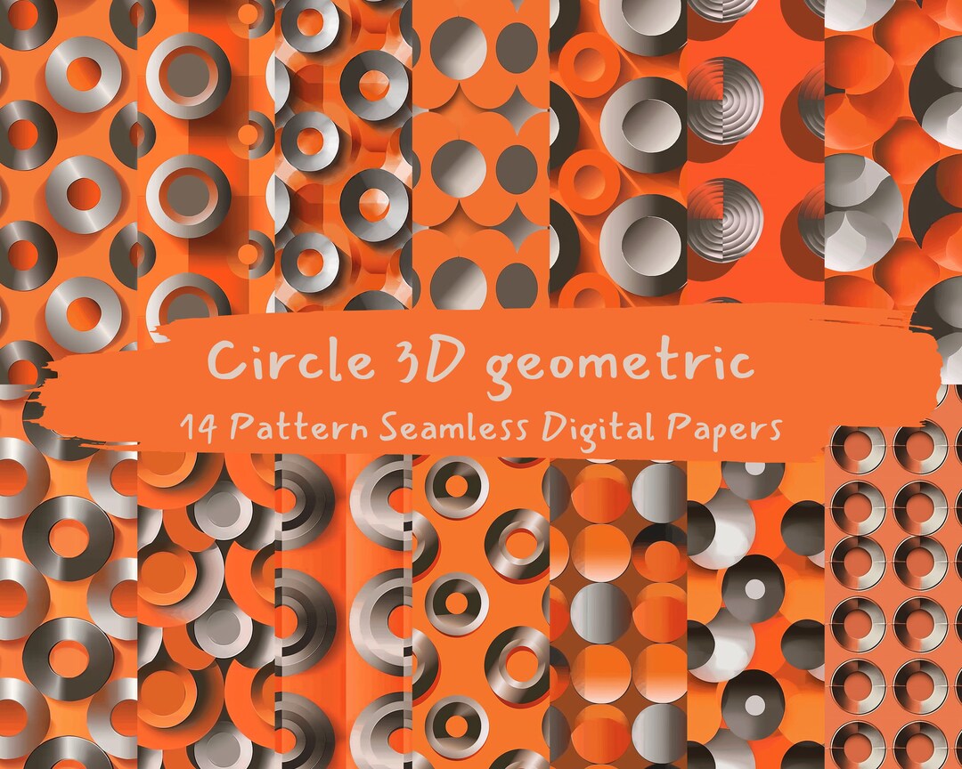 Circle 3D Geometric Pattern Seamless Digital Papers - Printable ...