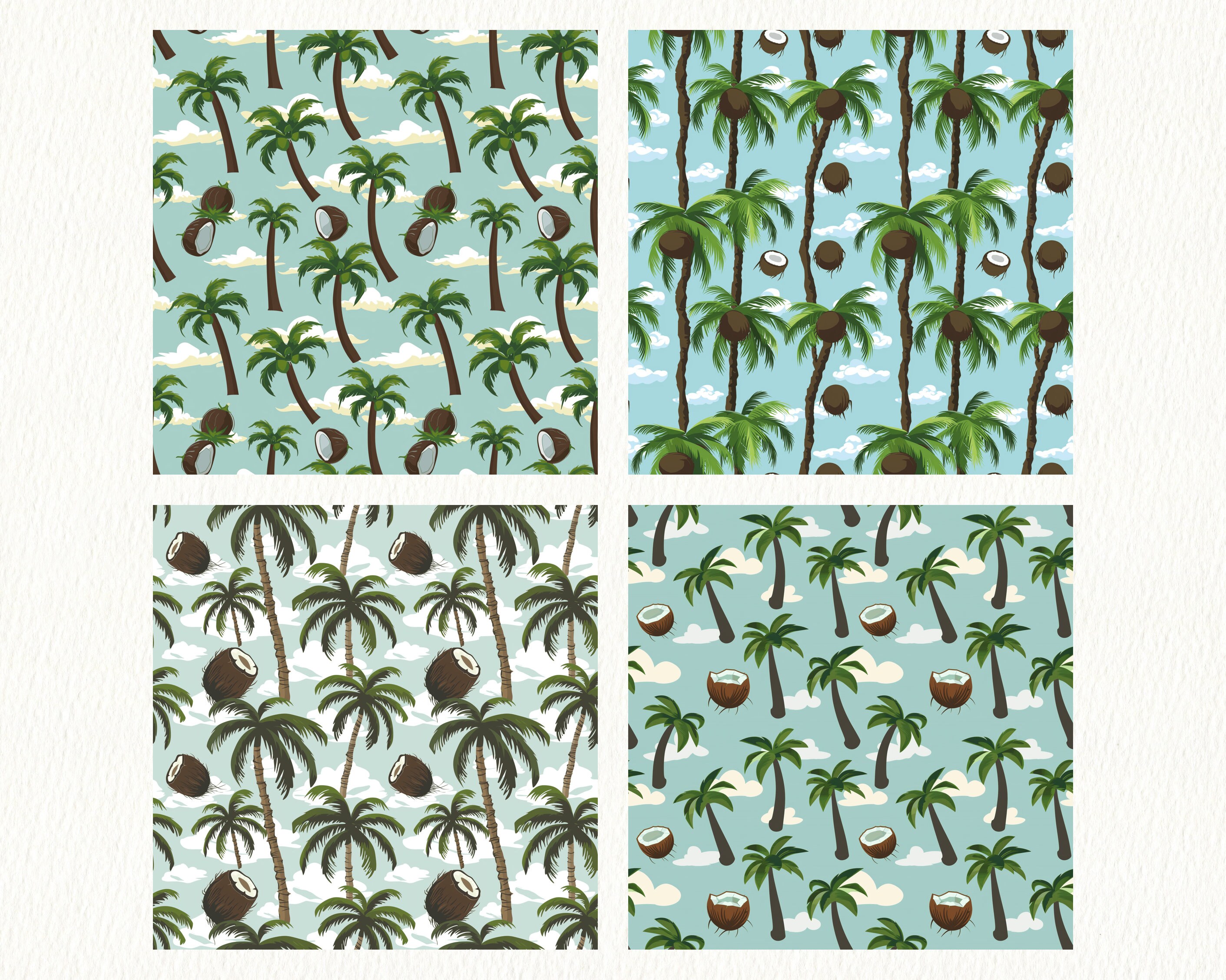 Coconut Tree Pattern Seamless Digital Papers Printable Scrapbook Paper ...