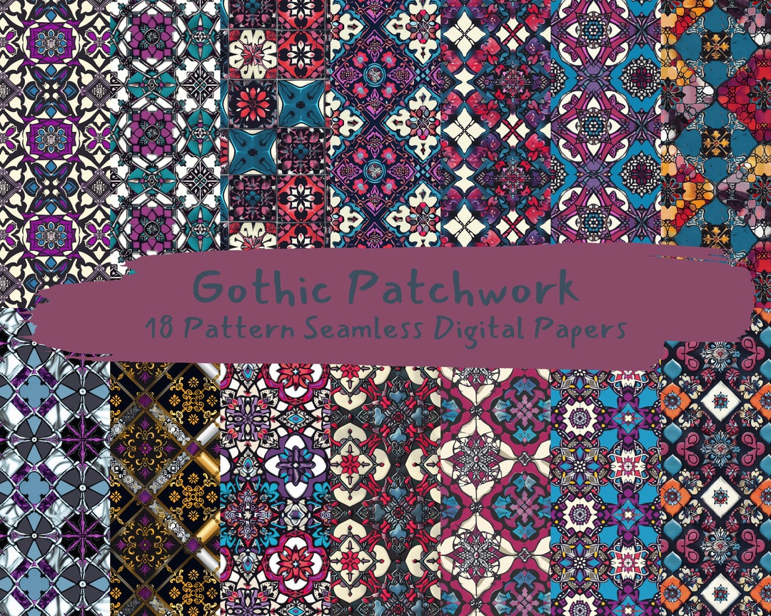 Buy Gothic Patchwork Pattern Seamless Digital Papers Printable ...