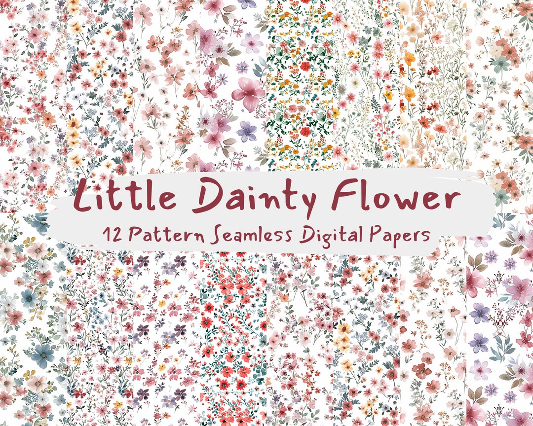 Little Dainty Flower Pattern Seamless Digital Papers - Tile Patterns ...