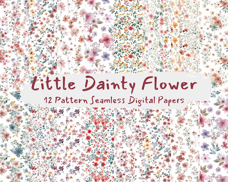 Little Dainty Flower Pattern Seamless Digital Papers - Tile Patterns ...
