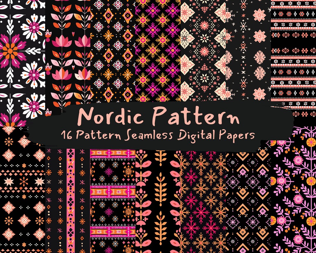 Nordic Pattern Seamless Digital Papers - Printable Scrapbook Paper ...