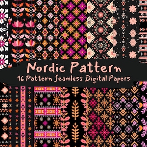 Nordic Pattern Seamless Digital Papers - Printable Scrapbook Paper ...