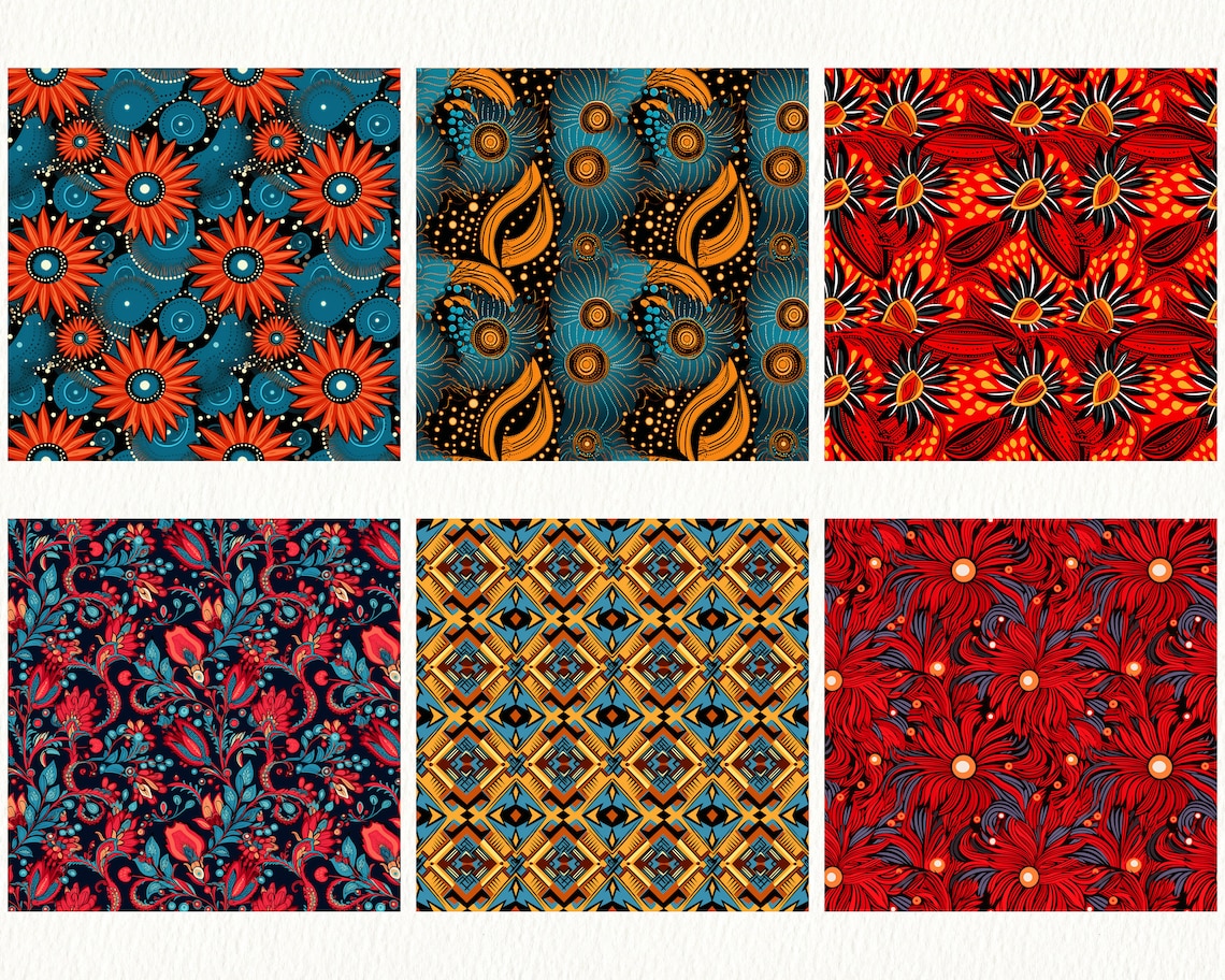 African Ankara Pattern Seamless Digital Papers Tile Patterns Printable ...