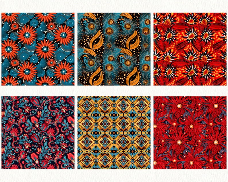 African Ankara Pattern Seamless Digital Papers - Tile Patterns ...