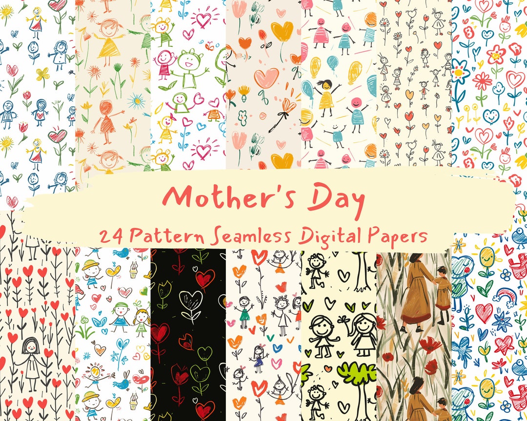 Mother's Day Pattern Seamless Digital Papers - Printable Scrapbook ...