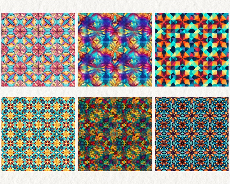 Kaleidoscope Pattern Seamless Digital Papers - Tile Patterns Printable ...