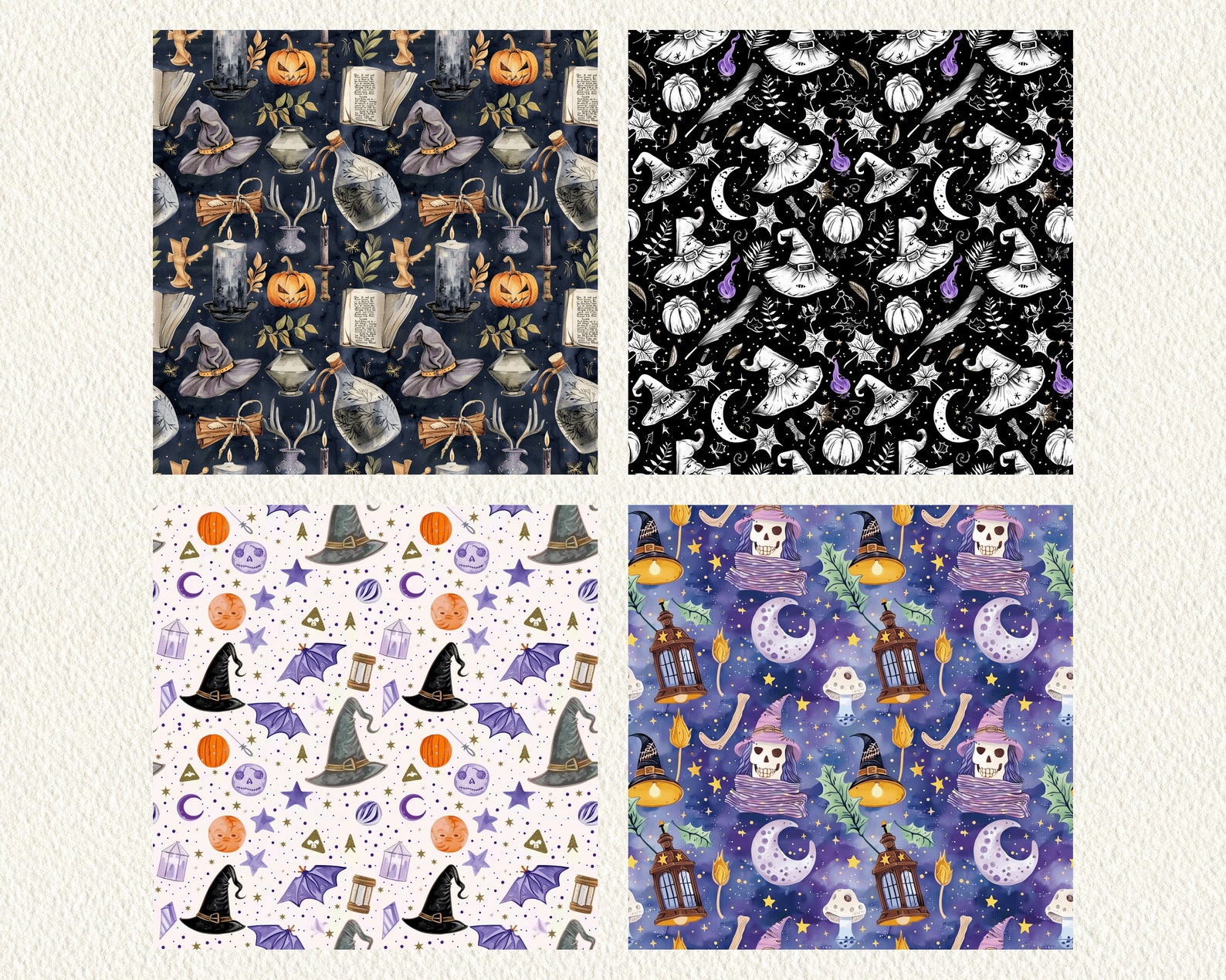 Witchy Patterns Pattern Seamless Digital Papers - Printable Scrapbook ...