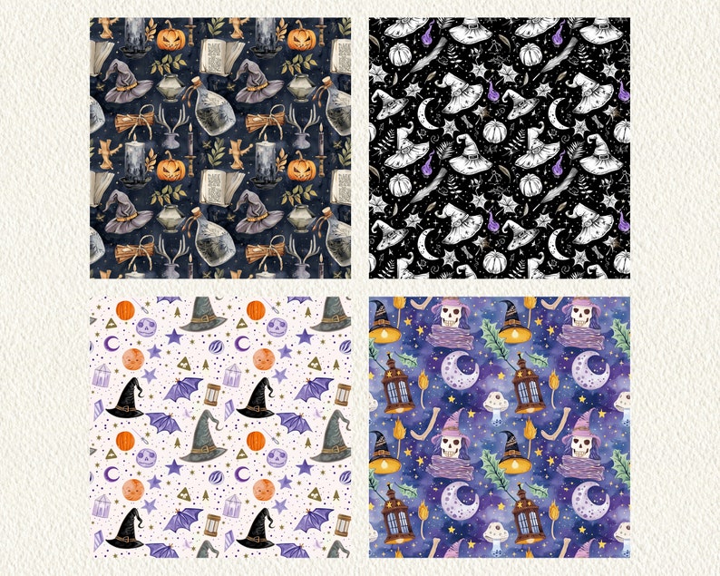 Witchy Patterns Pattern Seamless Digital Papers - Printable Scrapbook ...