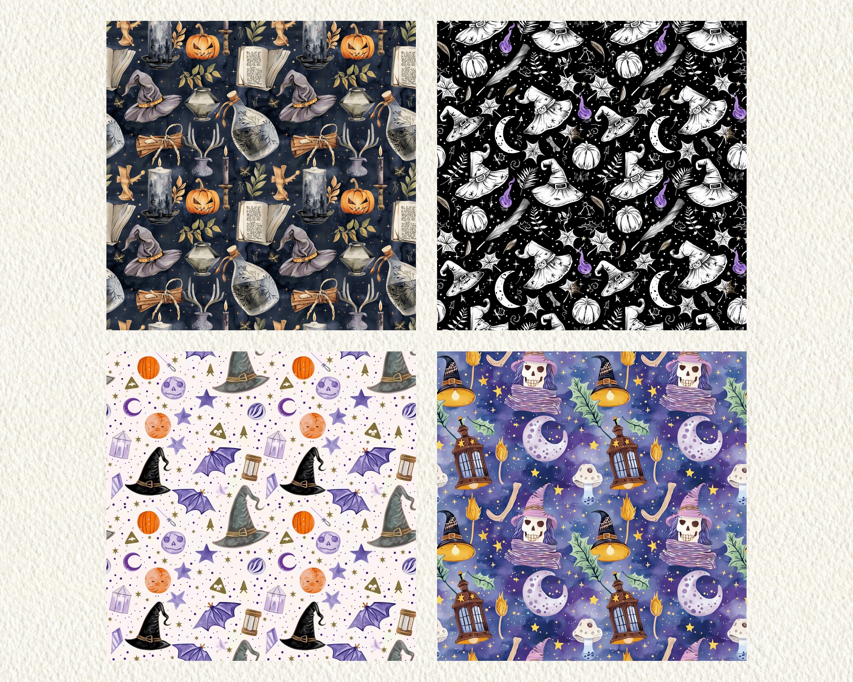 Witchy Patterns Pattern Seamless Digital Papers - Printable Scrapbook ...