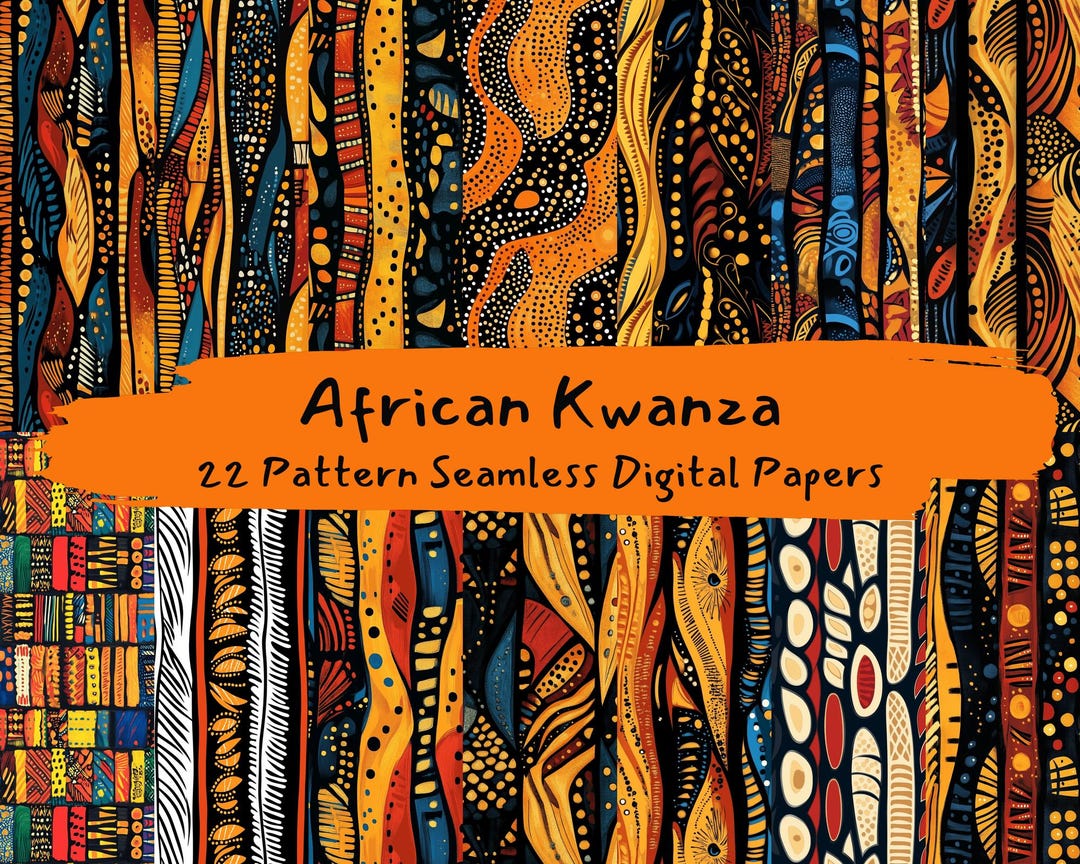 African Kwanza Pattern Seamless Digital Papers - Printable Scrapbook ...