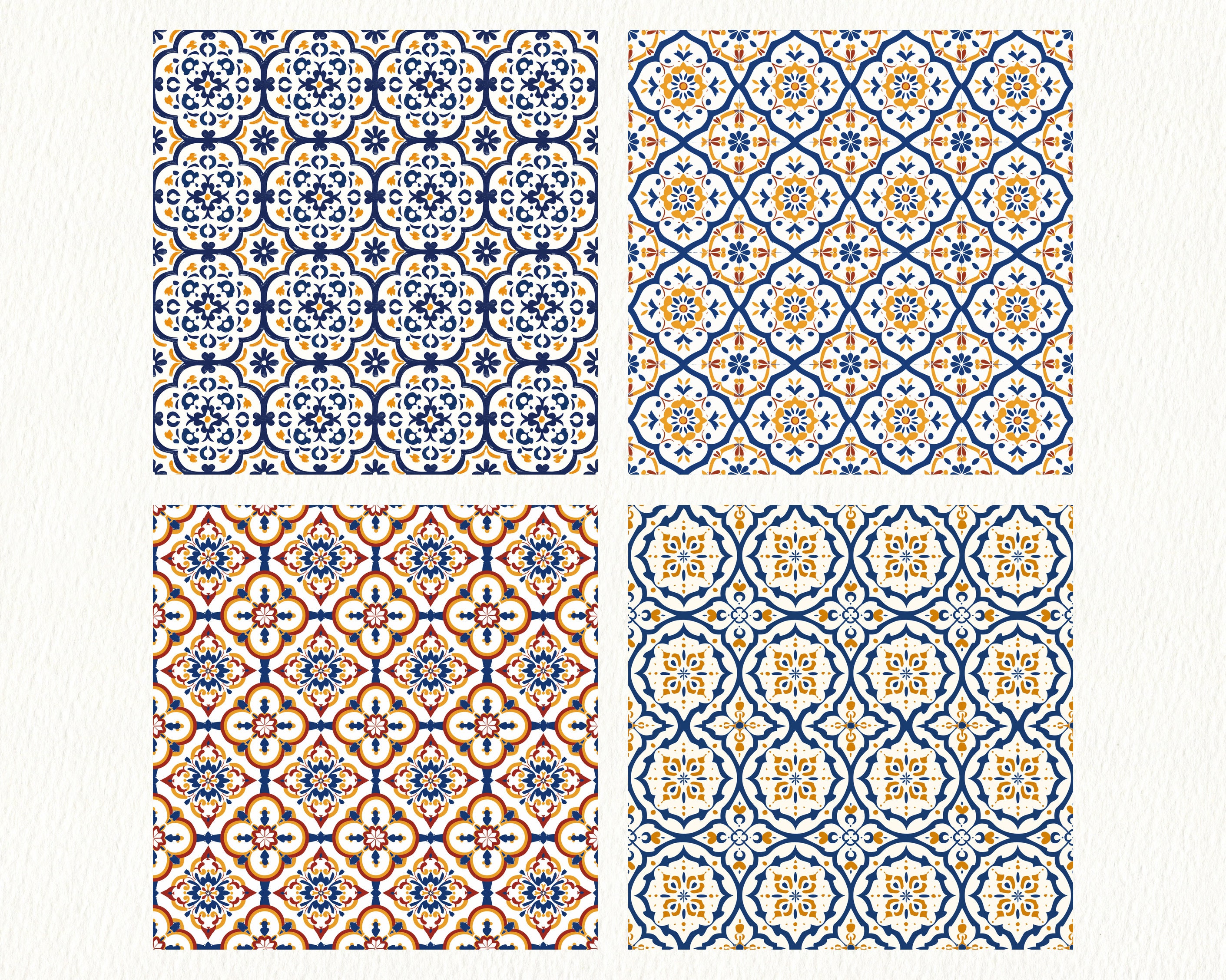 Portuguese Floral Azulejo Pattern Seamless Digital Papers - Printable ...