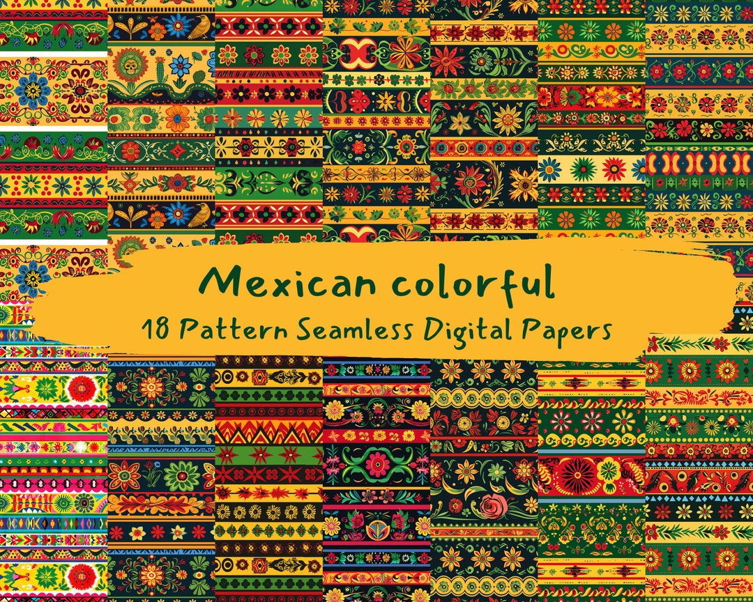 Mexican Colorful Pattern Seamless Digital Papers - Printable Scrapbook ...