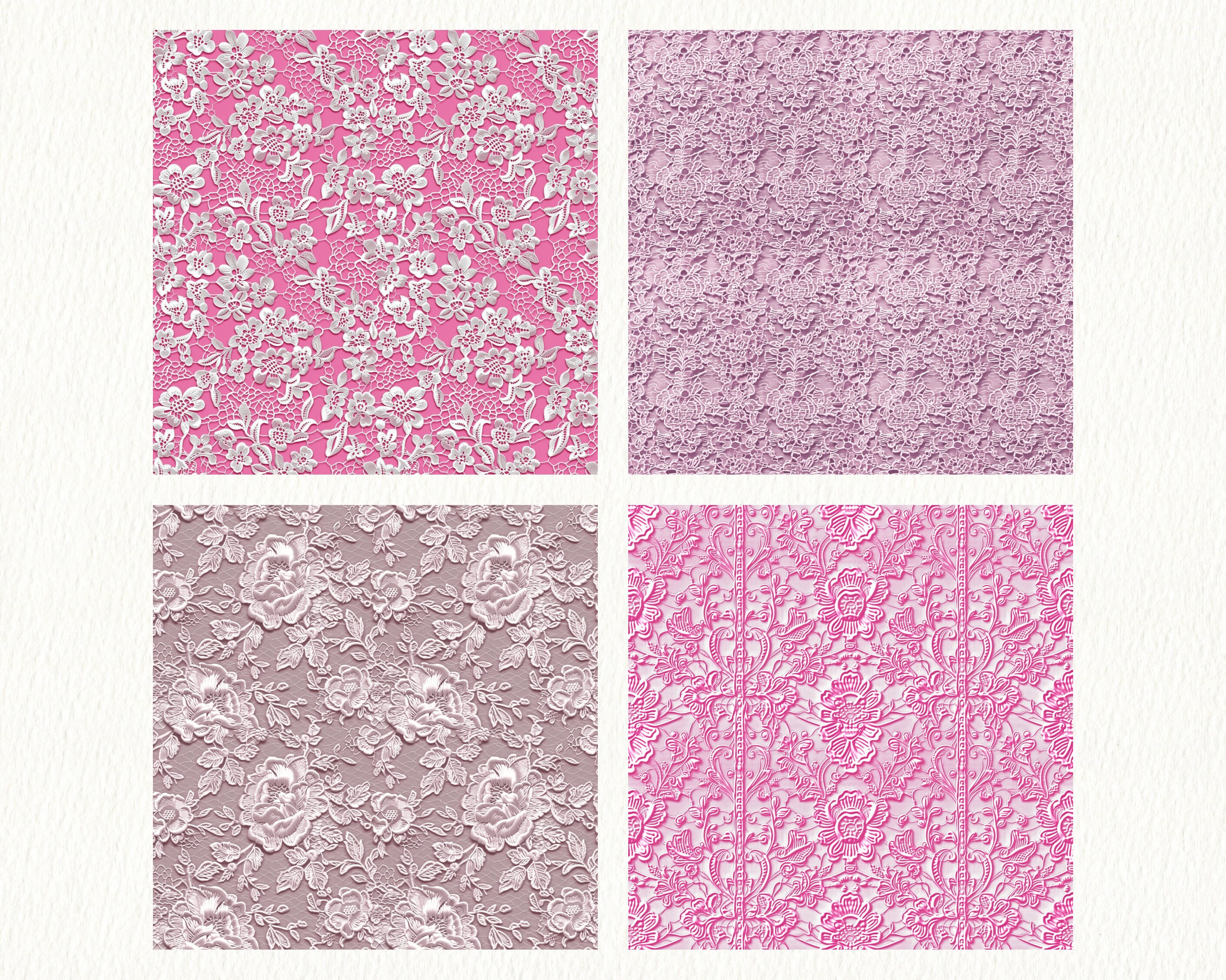 Pink Wedding Lace Pattern Seamless Digital Papers - Printable Scrapbook ...