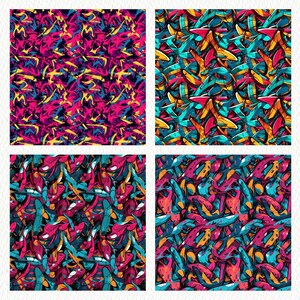 Graffiti Funk Pop Pattern Seamless Digital Papers - Printable Scrapbook ...