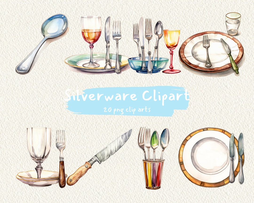 Silverware, Digital Printable Clip Art Graphics in PNG Format ...