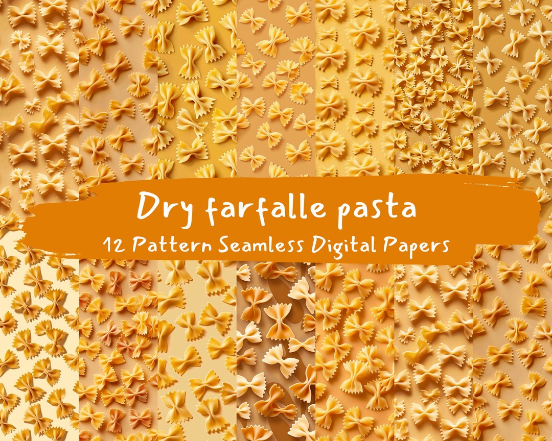 Dry Farfalle Pasta Pattern Seamless Digital Papers - Printable ...