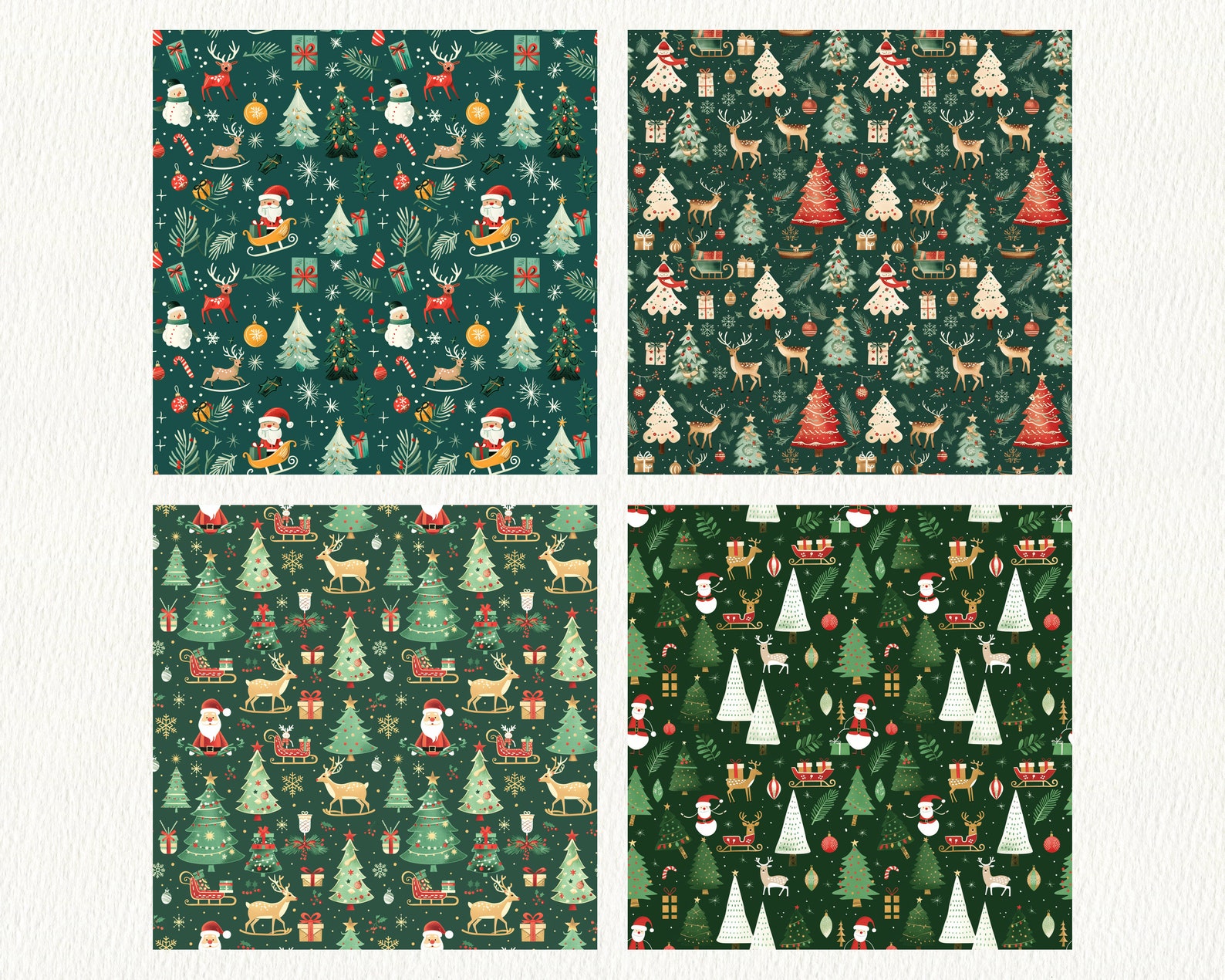 Ho Ho Ho Xmas Pattern Seamless Digital Papers - Printable Scrapbook ...