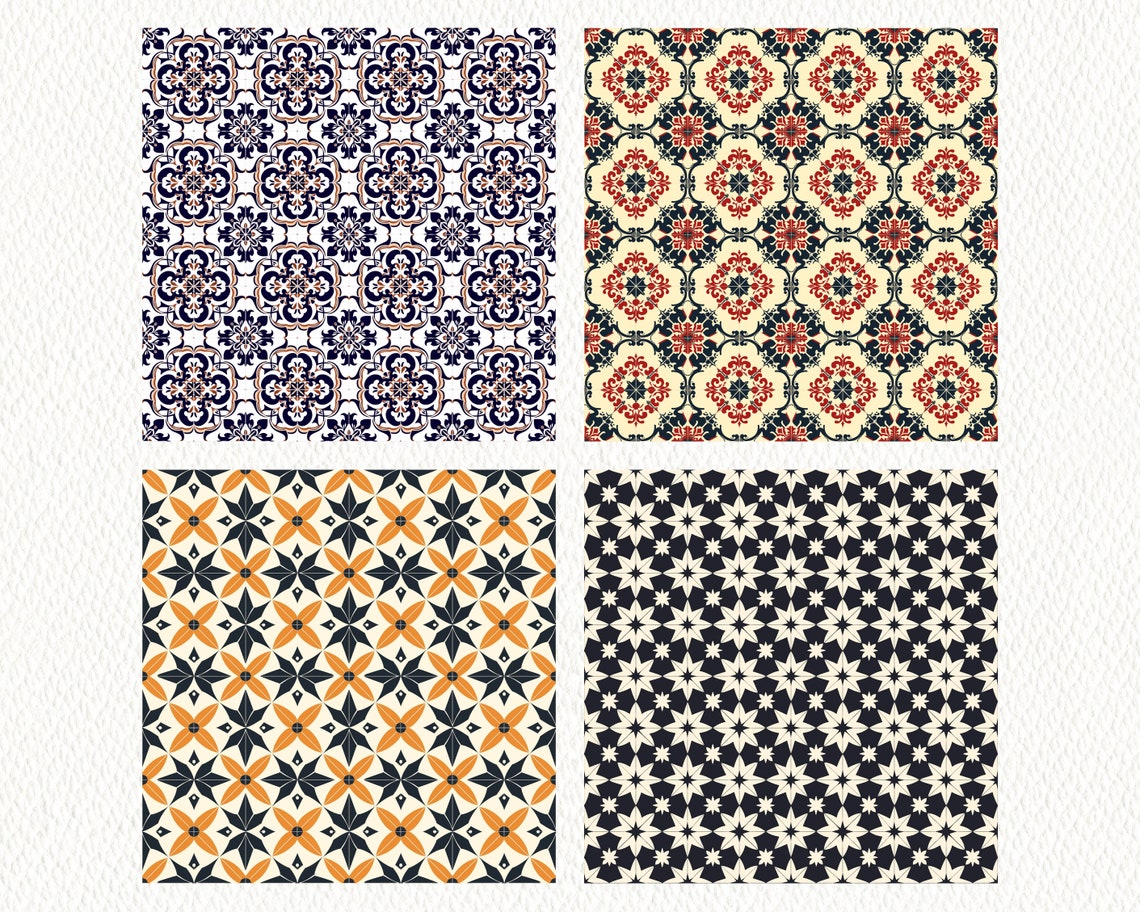 Portuguese Inspiration Pattern Seamless Digital Papers - Printable ...