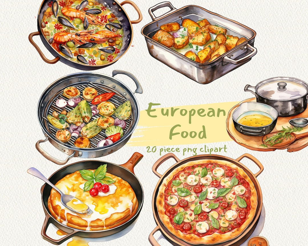 European Food, Digital Printable Clip Art Graphics in PNG Format ...