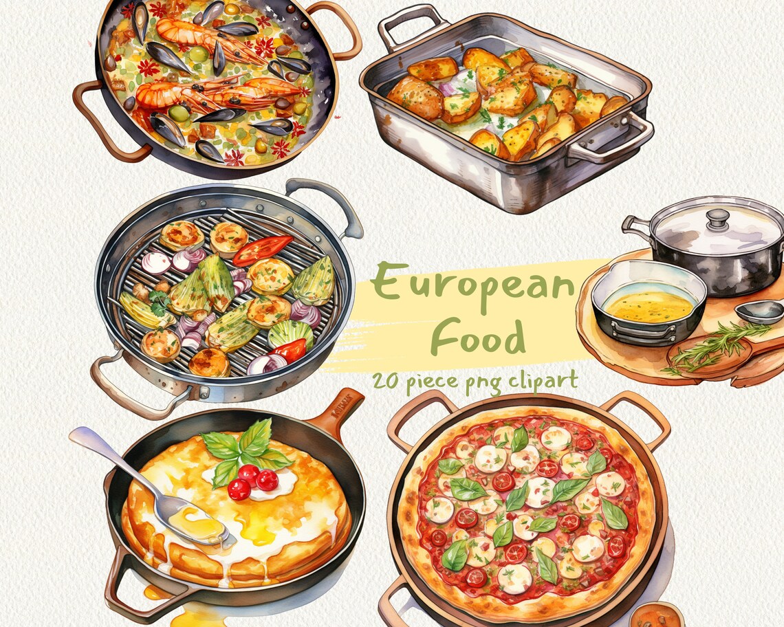 European Food Digital Printable Clip Art Graphics in PNG - Etsy