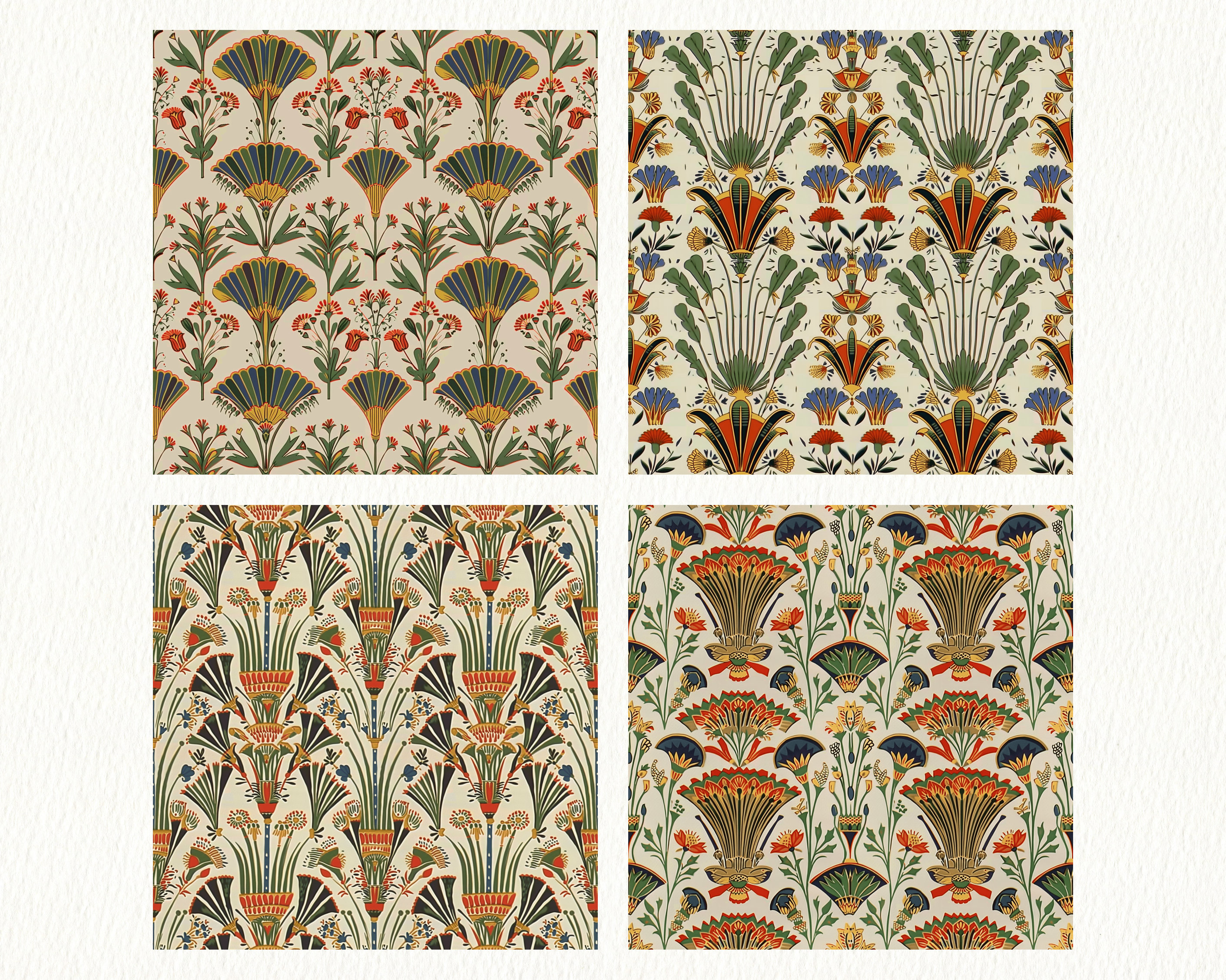 Egyptian Floral Pattern Seamless Digital Papers Printable Scrapbook ...