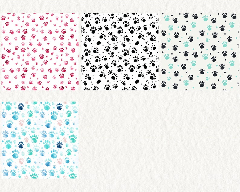 Dog Paw Print Seamless Digital Papers Tile Patterns Printable Scrapbook ...